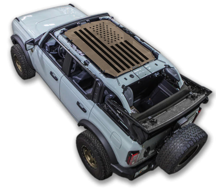 Ford Bronco Sunshade Mesh Top Tactical Flag Solid- SPIDERWEBSHADE